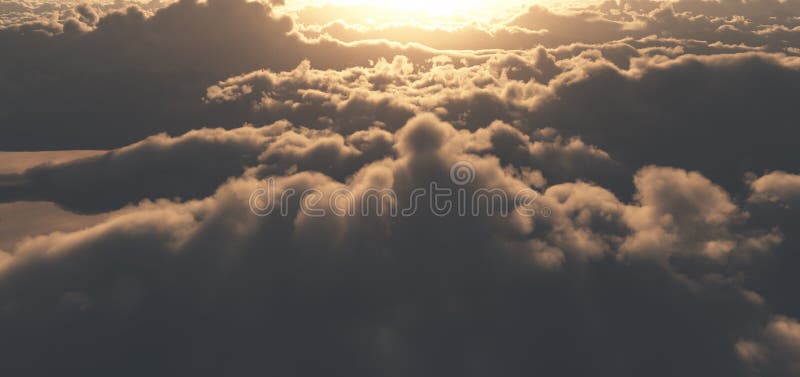 Above Clouds Sunset God Ray Stock Image - Image of aerial, landscape ...