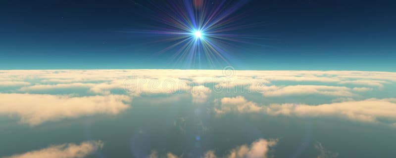 Fly Above Clouds Sunset Landscape 3d Render Stock Illustration ...