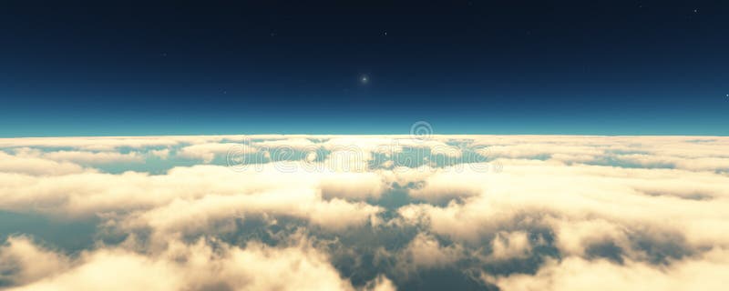 Fly Above Clouds Sunset Landscape 3d Render Stock Illustration ...