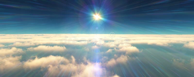 Fly Above Clouds Sunset Landscape 3d Render Stock Illustration ...