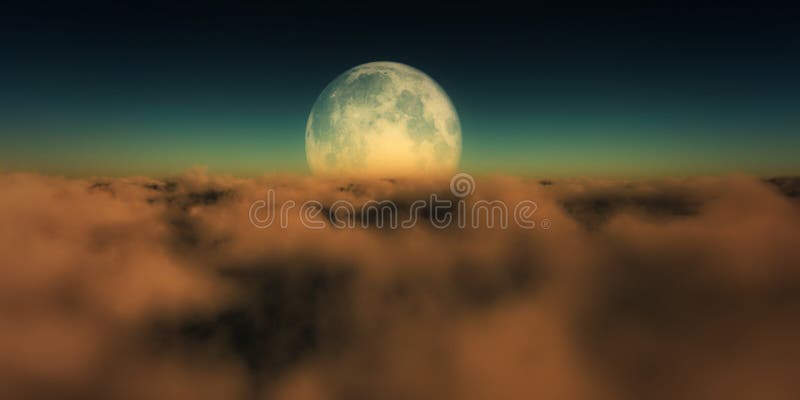 Fly above over clouds moon stock illustration. Illustration of landmark ...