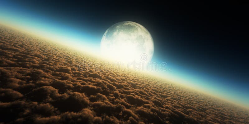 Fly above over clouds moon stock illustration. Illustration of skyline ...