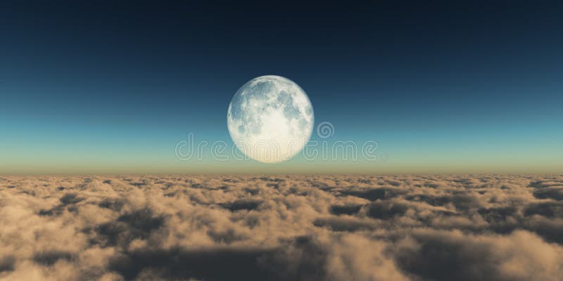 Fly above over clouds moon stock illustration. Illustration of crowd ...