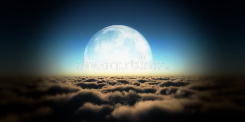 Fly above over clouds moon stock illustration. Illustration of nature ...