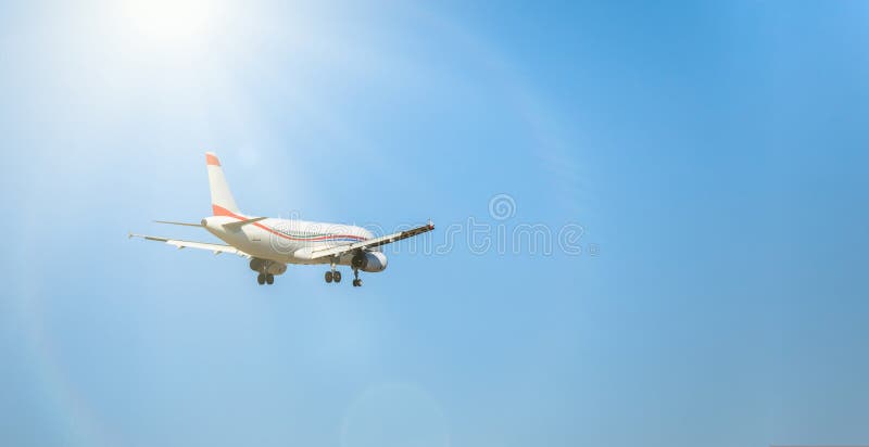Fly Aircraft Blue Sky Background Stock Photo - Image of aircraft ...