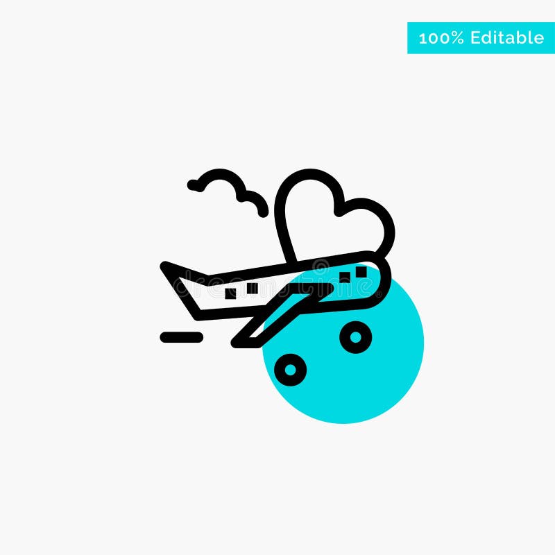 Fly, Airplane, Plane, Airport Turquoise Highlight Circle Point Vector ...