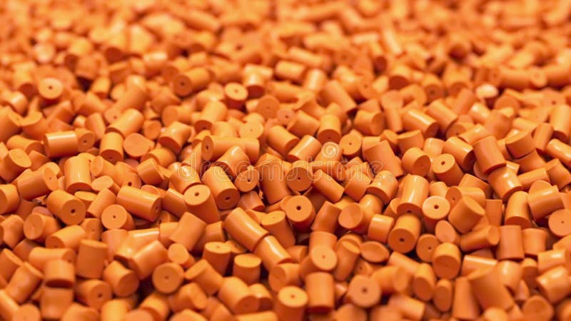Fly Around Pile of Orange Plastic Polypropylene Granules, Masterbatch ...
