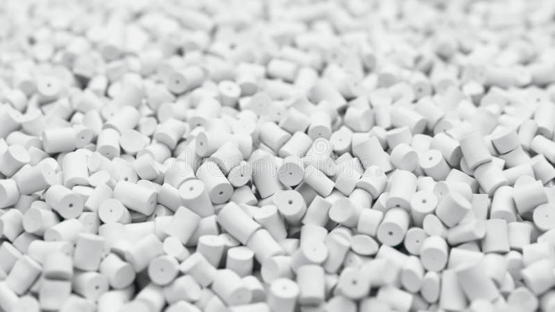 Fly Around Pile of White Plastic Polypropylene Granules, Masterbatch ...
