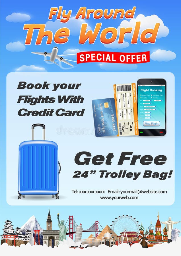 Fly Around the World Promotion Poster Banner Stock Vector ...