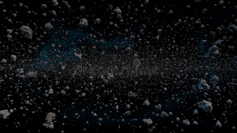 Fly through Asteroids and Meteorites in Space. Background Infinite Loop ...