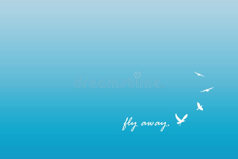 Fly Away Freedom Banner with Flying Bird in Blue Sky Stock Vector ...