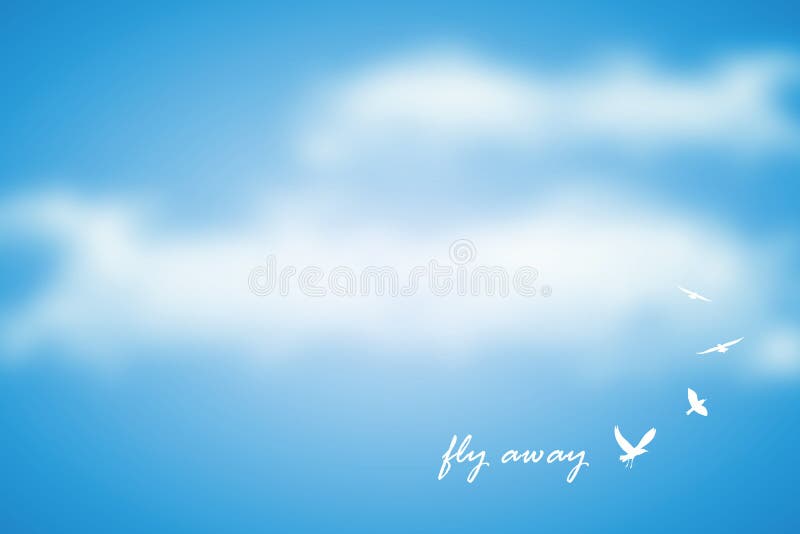 Fly Away Freedom Banner with Flying Bird in Blue Sky Stock Vector ...