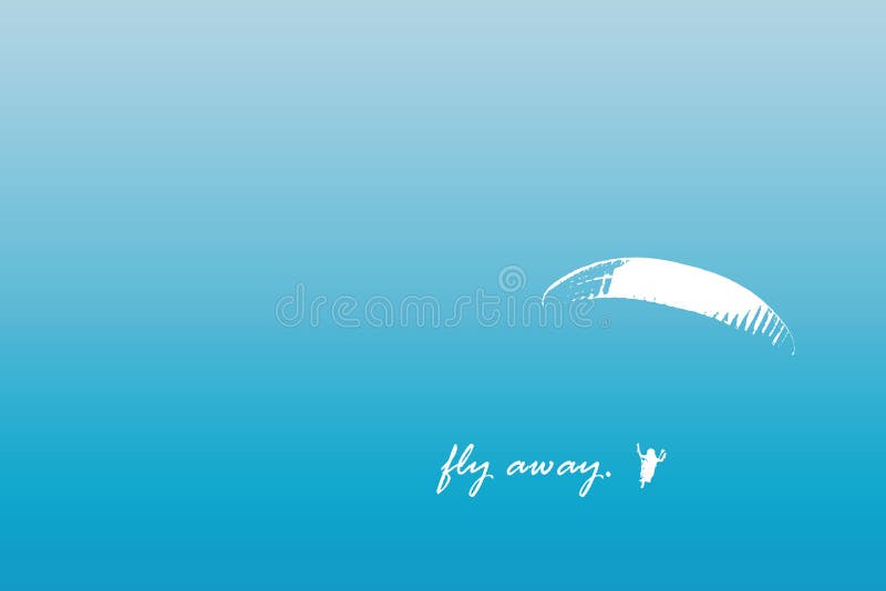 Fly Away Freedom Banner with Paraglider in Blue Sky Stock Vector ...