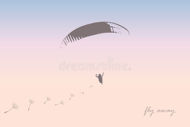 Fly Away Freedom Banner with Paraglider in the Sky Stock Vector ...