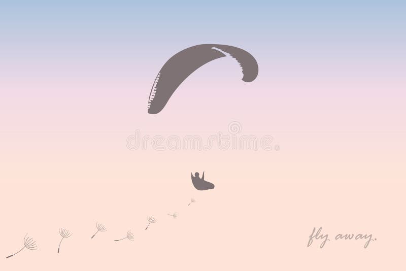 Fly Away Freedom Banner with Paraglider in the Sky Stock Vector ...