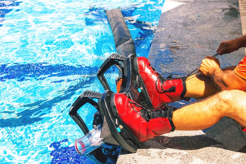 Fly Board, Man on a Flyboard in Red Stock Image - Image of speed ...
