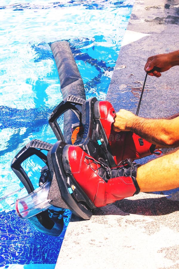 Fly Board, Man on a Flyboard in Red Stock Image - Image of flyboard ...