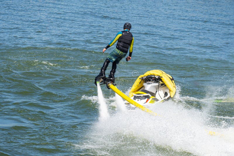 Extreme Sport Fly Board Show at the Port Stock Photo - Image of extreme ...