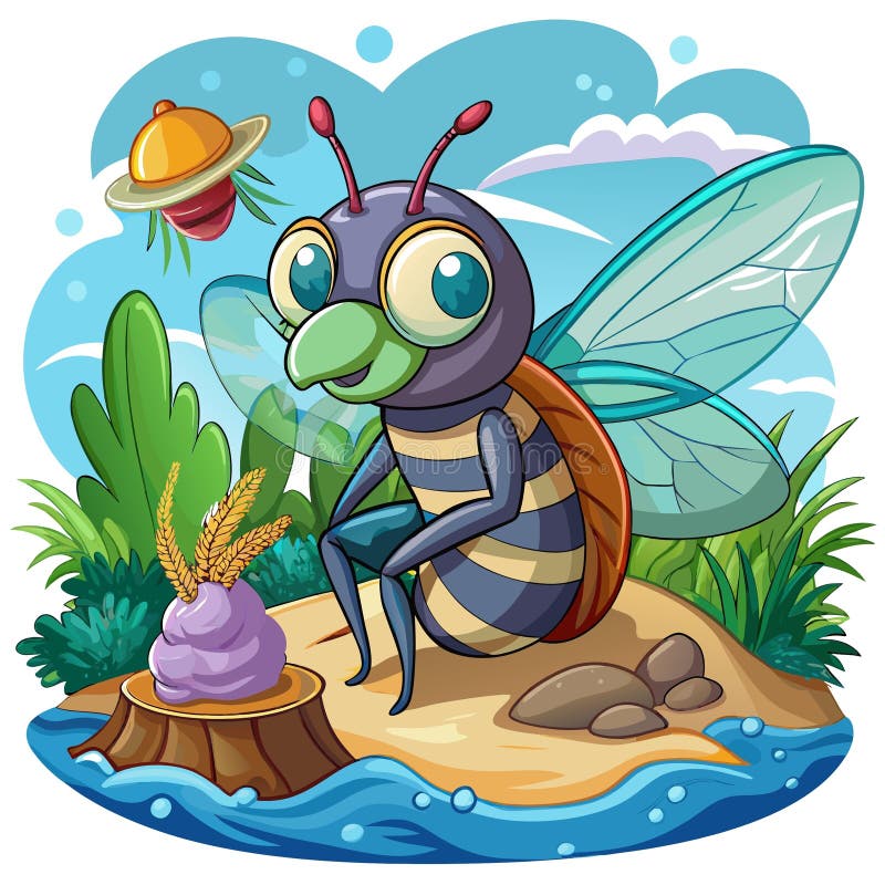 Fly Bug Animated Rests Sea Vector Stock Vector - Illustration of ...
