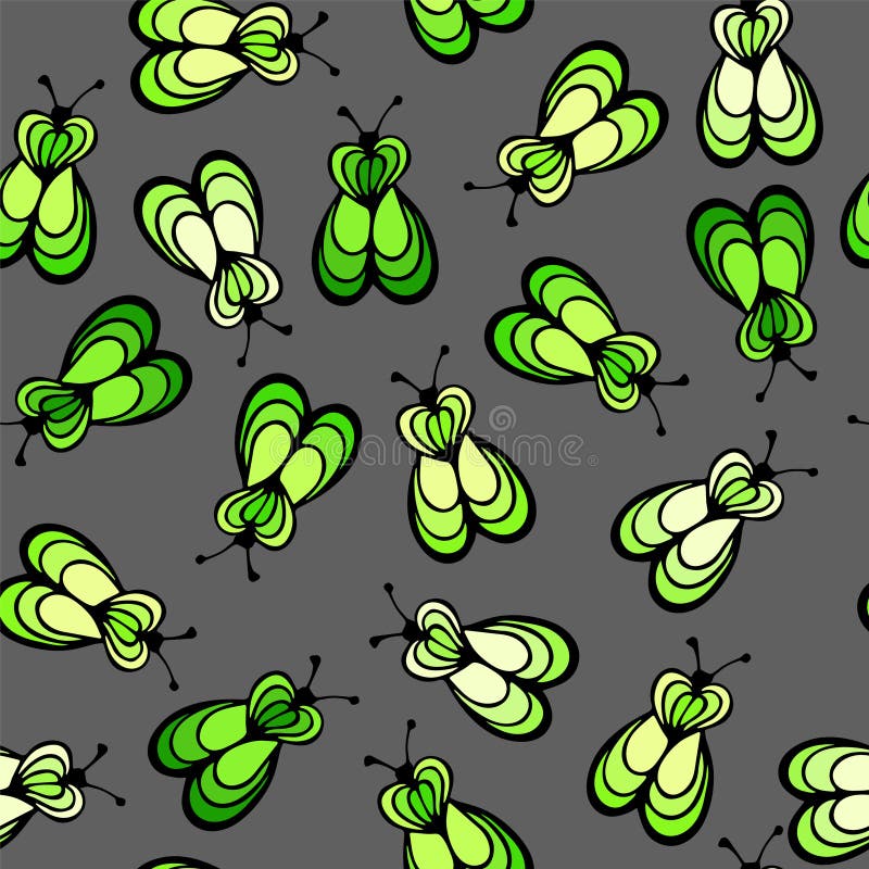 Fly Bug Insect Cartoon Illustration Vector Seamless Pattern. Stock ...