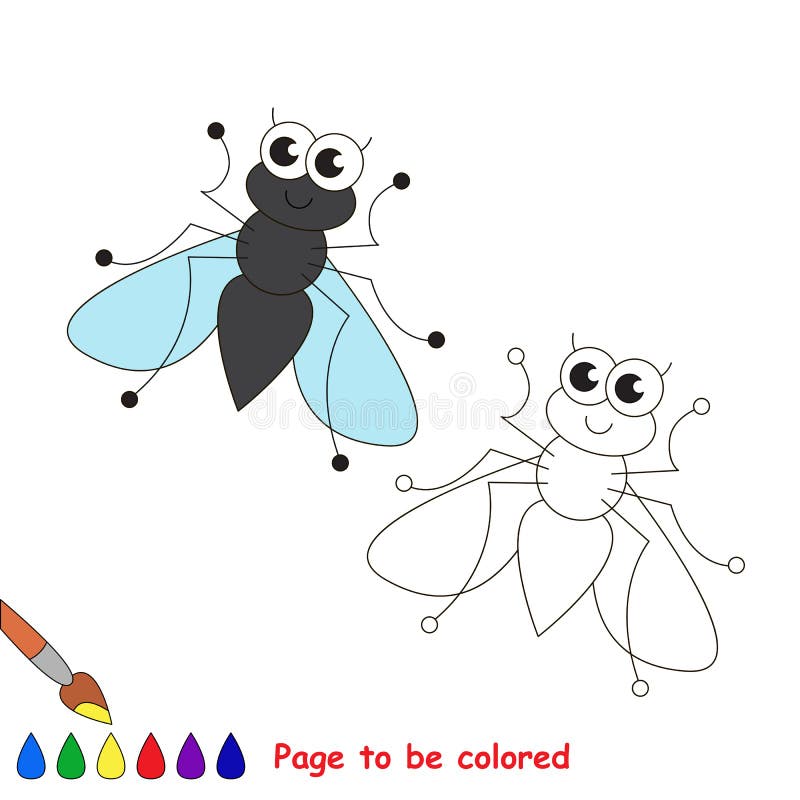 Fly Cartoon. Page To Be Colored. Stock Vector - Illustration of child ...