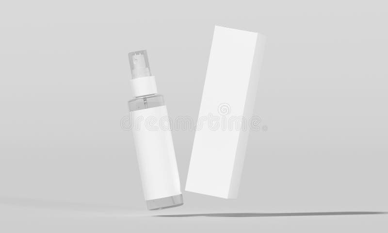 Fly Cosmetic Spray Bottle with Packaging Box on White Background Stock ...