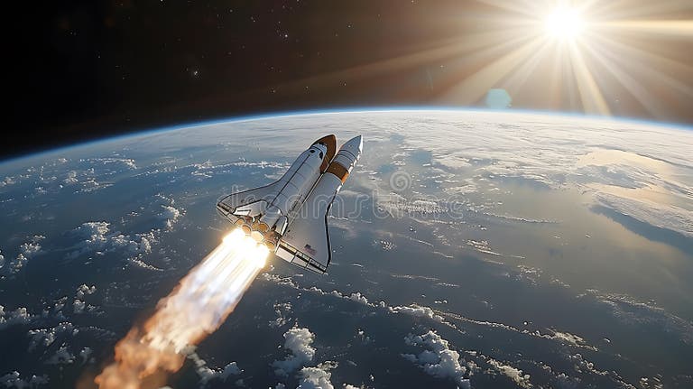 Fly into Deep Space. Spacecraft Successful Launch Stock Image - Image ...