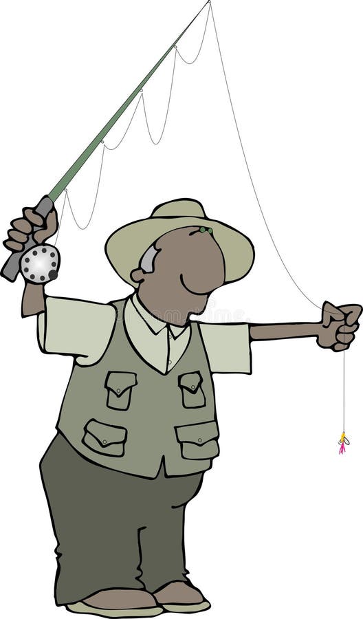 Fly Fisherman stock illustration. Illustration of cartoon - 220280