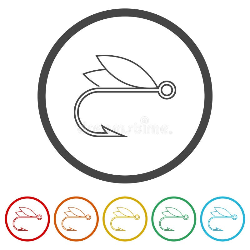 Fly Fishing Logo. Set Icons in Color Circle Buttons Stock Vector ...