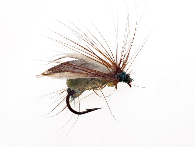 Fly Fishing Lures - Flies with Fisherman Stock Image - Image of detail ...