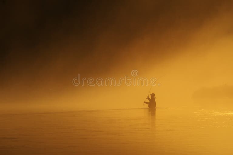Fly-fishing at sunset stock image. Image of outdoor, landscape - 3116273