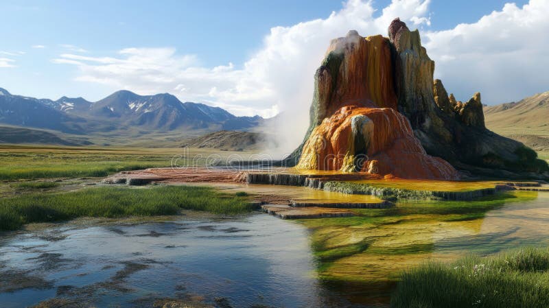 Fly Geyser, Nevada, USA stock illustration. Illustration of nature ...
