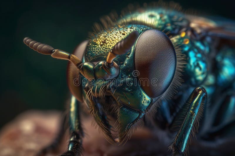 Fly Head Macro, Compound Eyes, Stock Illustration - Illustration of ...