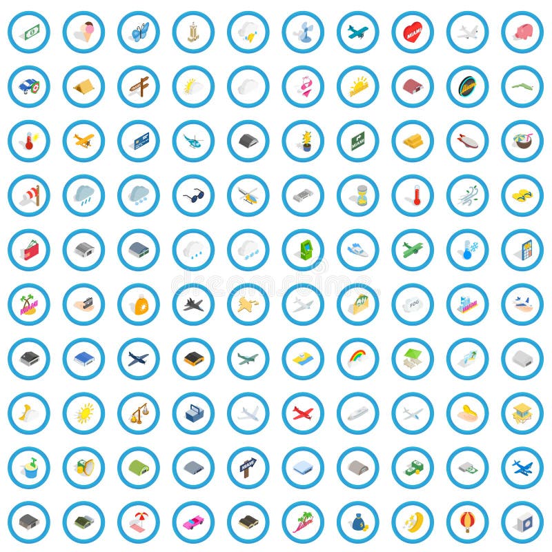 100 Fly Icons Set, Isometric 3d Style Stock Vector - Illustration of ...