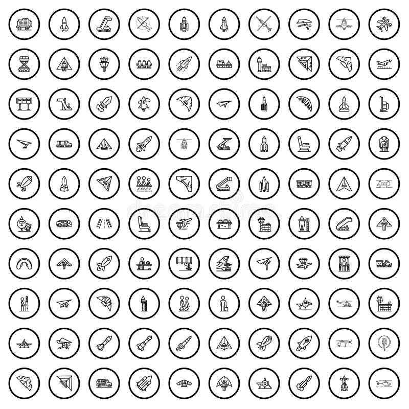100 Fly Icons Set, Outline Style Stock Vector - Illustration of support ...