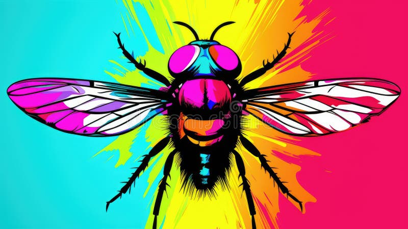 Fly Insect Colorful AI Generated Stock Illustration - Illustration of ...