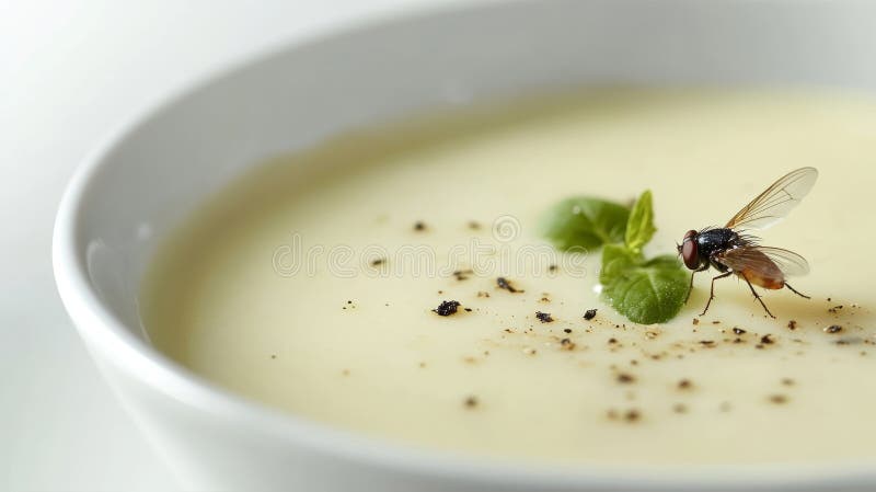 Fly Insect Fall in the Soup Plate Stock Illustration - Illustration of ...