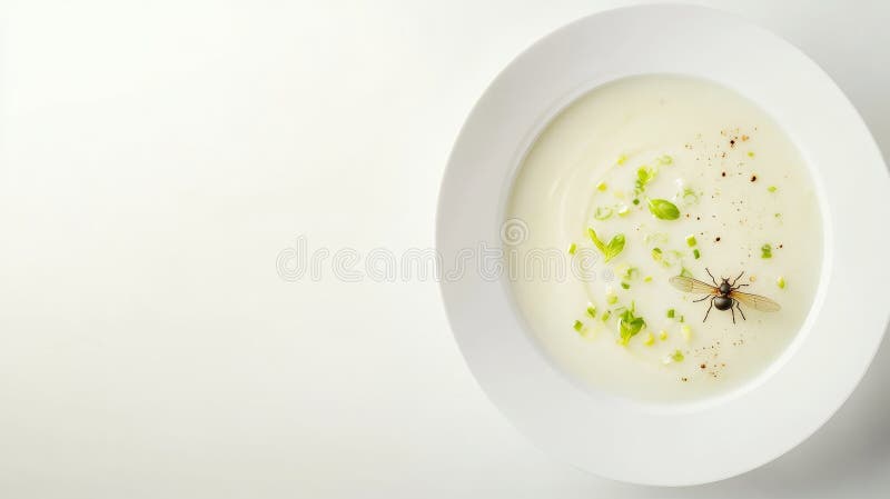 Fly Insect Fall in the Soup Plate Stock Illustration - Illustration of ...