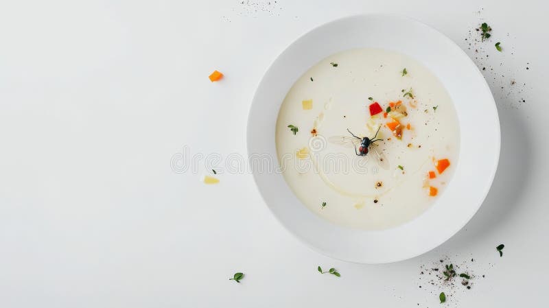 Fly Insect Fall in the Soup Plate Stock Illustration - Illustration of ...