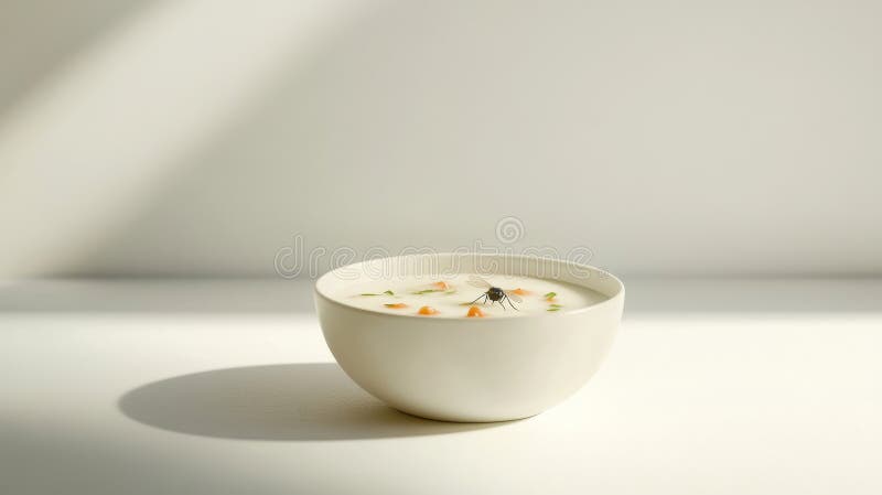 Fly Insect Fall in the Soup Plate Stock Illustration - Illustration of ...