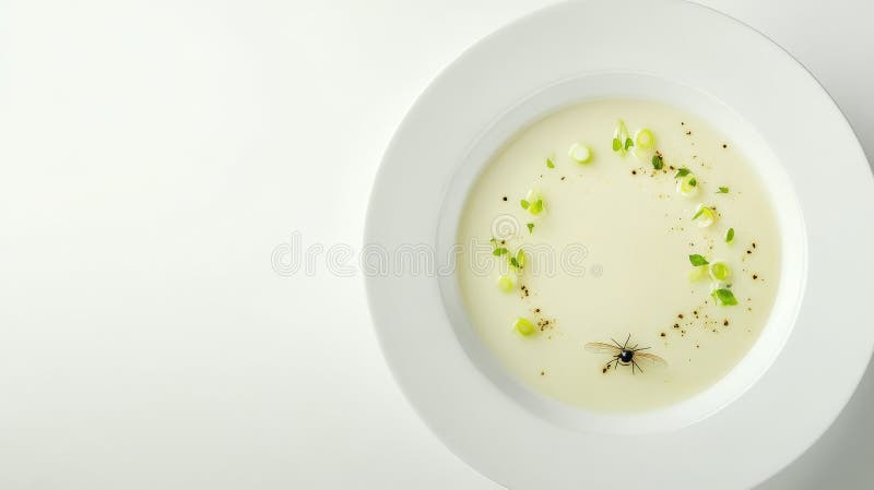 Fly Insect Fall in the Soup Plate Stock Illustration - Illustration of ...