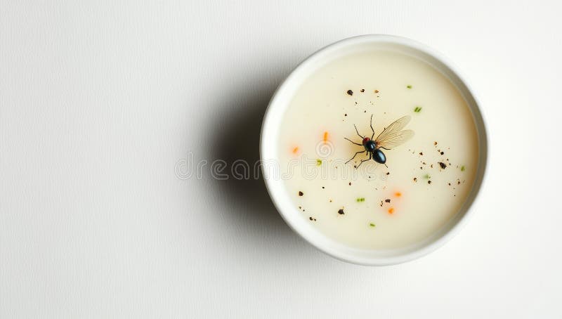 Fly Insect Fall in the Soup Plate Stock Illustration - Illustration of ...