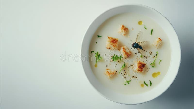 Fly Insect Fall in the Soup Plate Stock Illustration - Illustration of ...