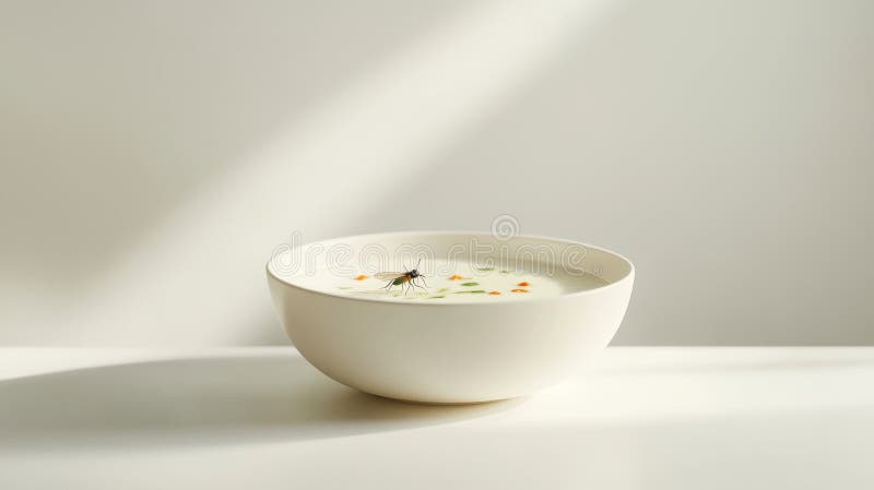 Fly Insect Fall in the Soup Plate Stock Illustration - Illustration of ...