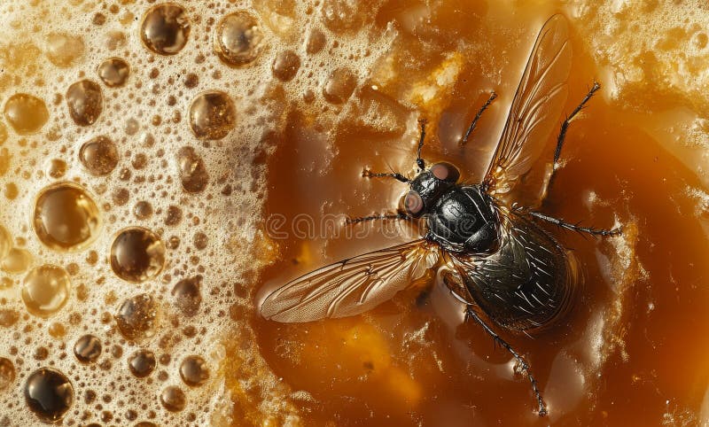 Fly Insect Fall in the Coffee Mug Stock Illustration - Illustration of ...