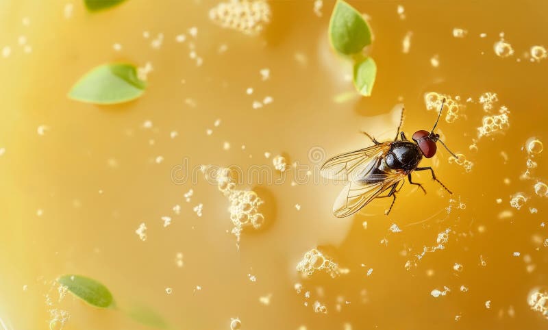 Fly Insect Fall in the Soup Plate Stock Illustration - Illustration of ...