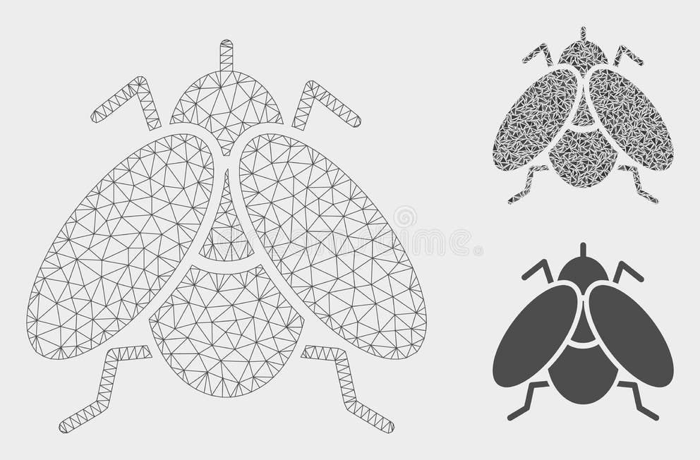 Fly Insect Vector Mesh 2D Model and Triangle Mosaic Icon Stock Vector ...