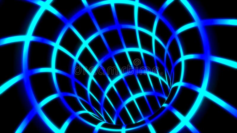 Fly Inside Blue Digital Tunnel Grid in Connected Secure Computer ...