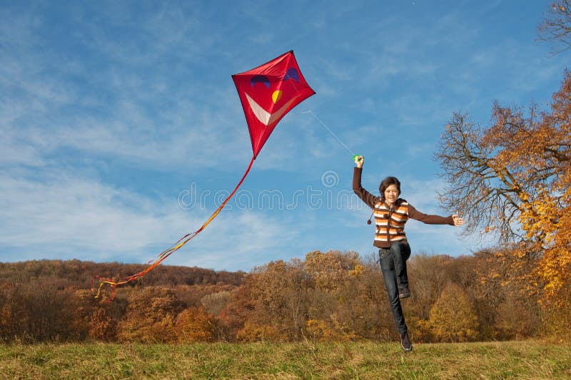 Fly a kite stock image. Image of enjoy, girl, child, lifestyle - 12367943