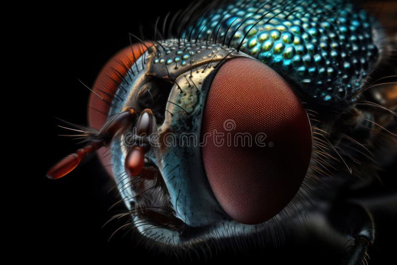 Fly Macro Close-up Generative AI. Stock Illustration - Illustration of ...